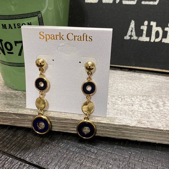 Spark Crafts | Jewelry | Nwt Spark Crafts Blue Gold Tone Circles Drop ...